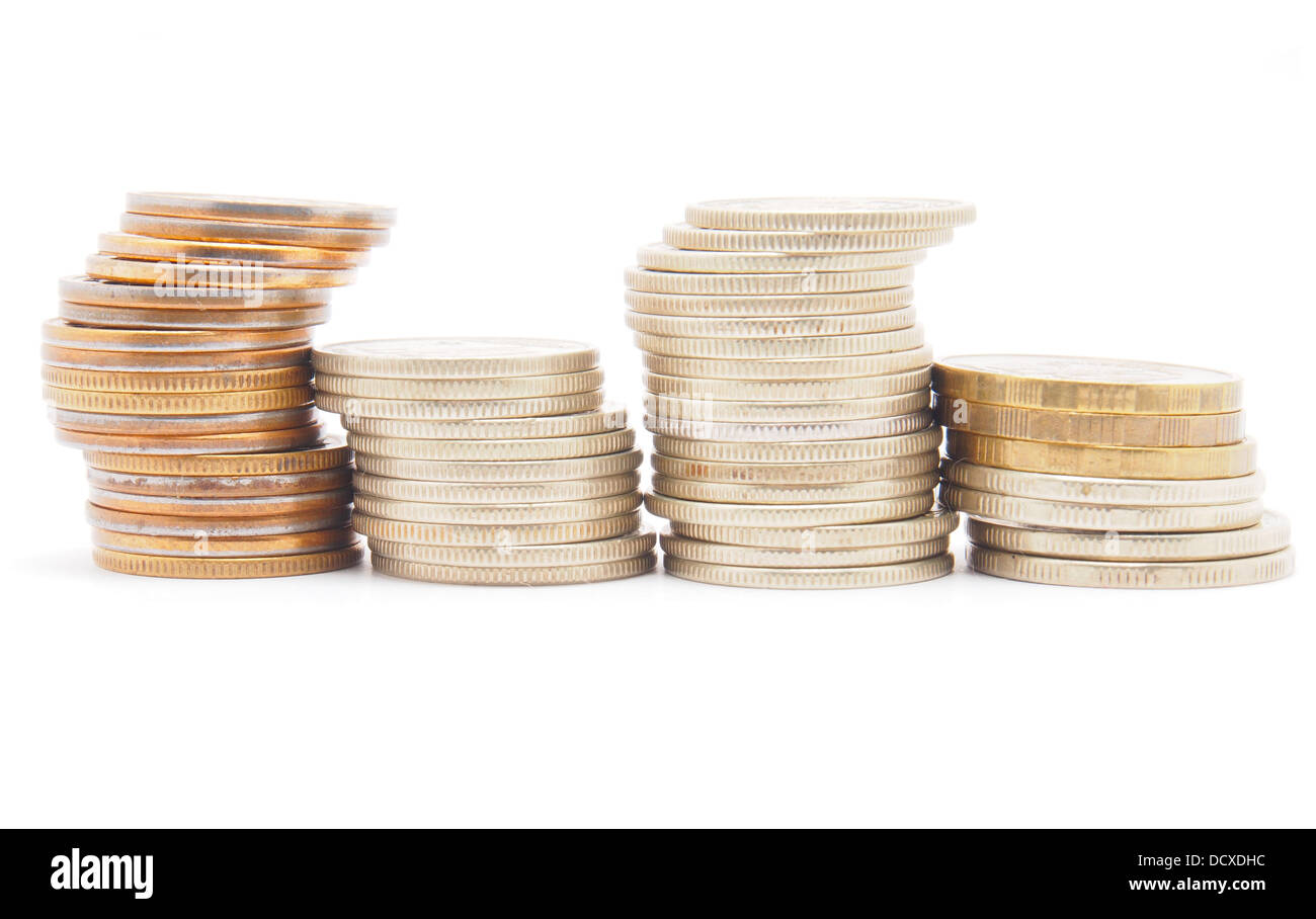 coins on white background Stock Photo - Alamy