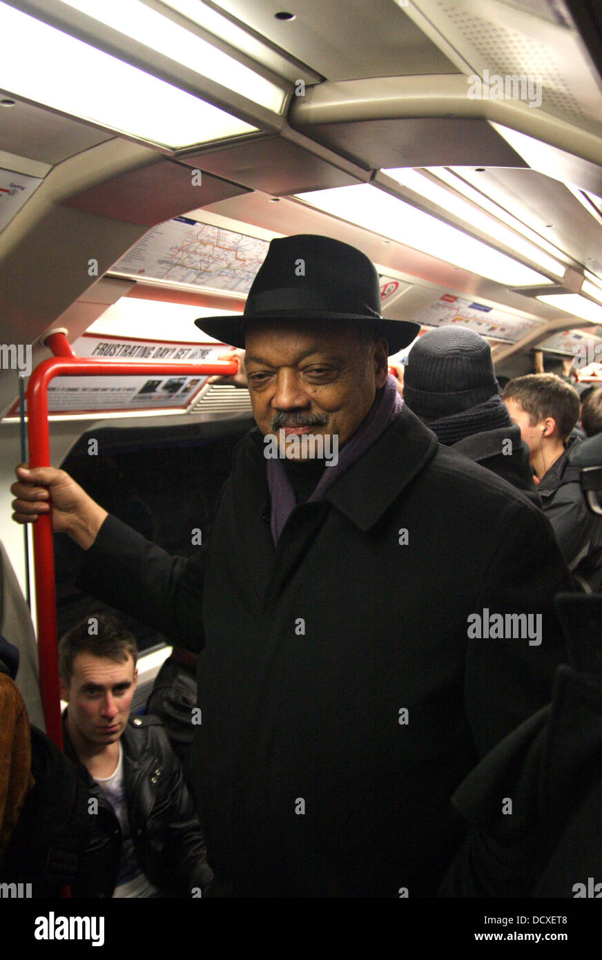 American civil rights activist Reverend Jesse Jackson travels on a ...