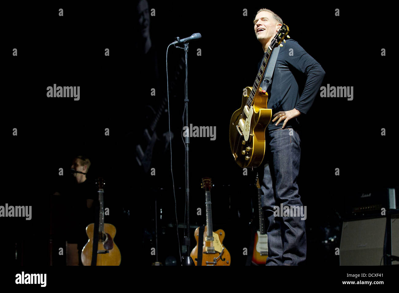 Bryan Adams performing live on stage at Pavilhao Atlantico. Lisbon ...