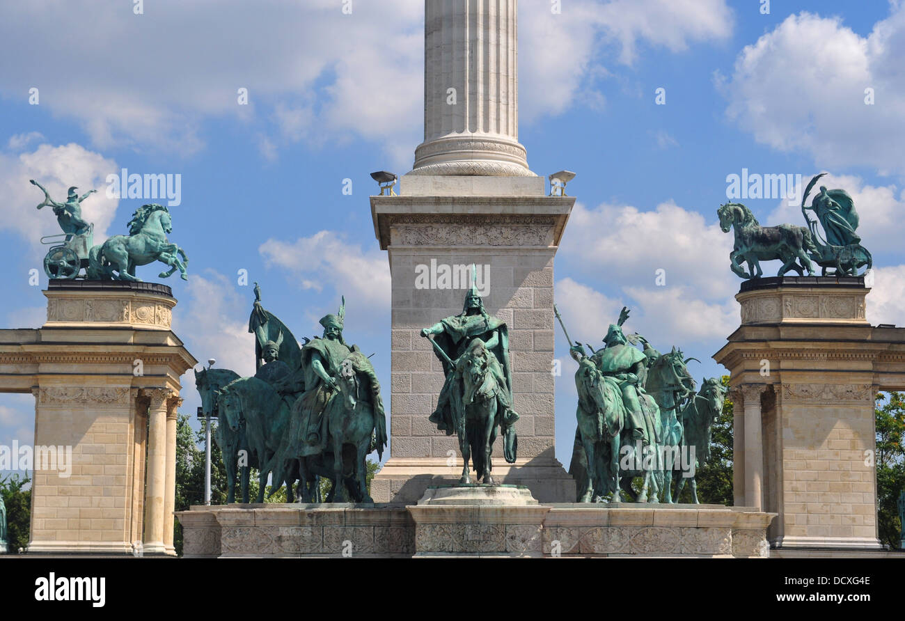 Monuments at Heroes Square Stock Photo - Alamy