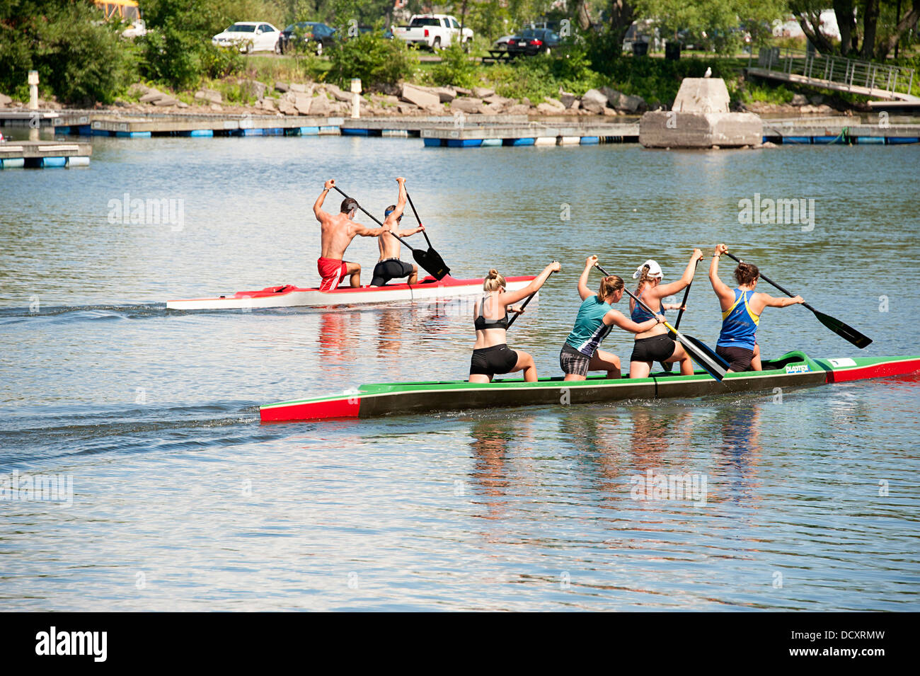 Rowing on the La Chine canal at Rene Levesque Park in Montreal Stock ...