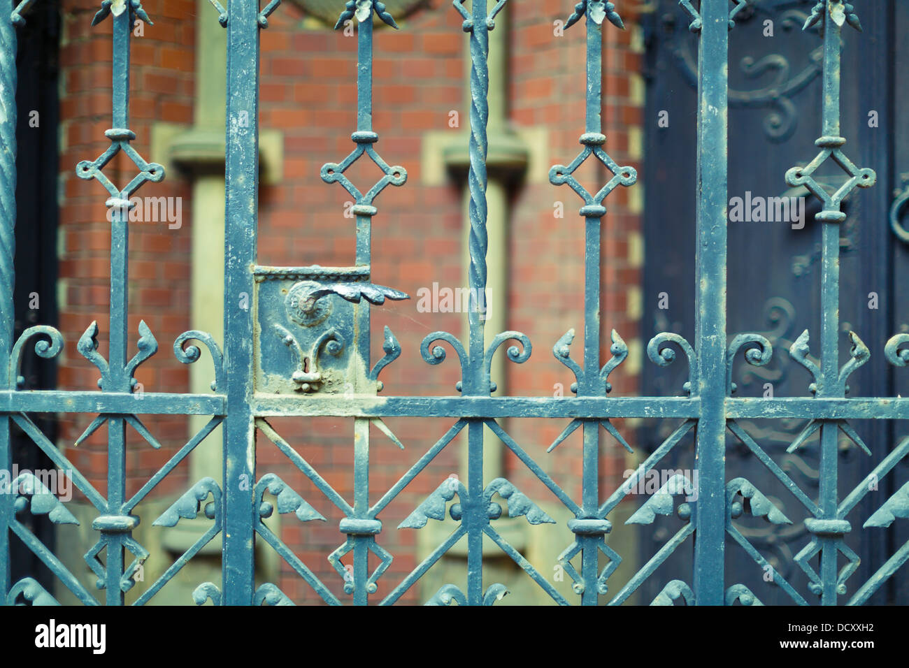Silver iron fence entrance hi-res stock photography and images - Alamy