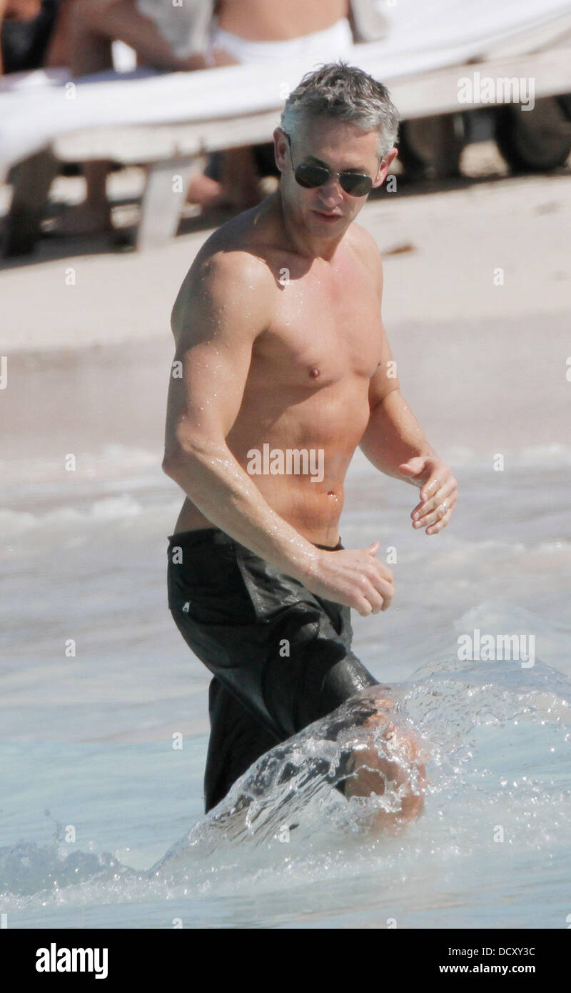 Gary Lineker with his wife Danielle Lineker on holiday on St ...