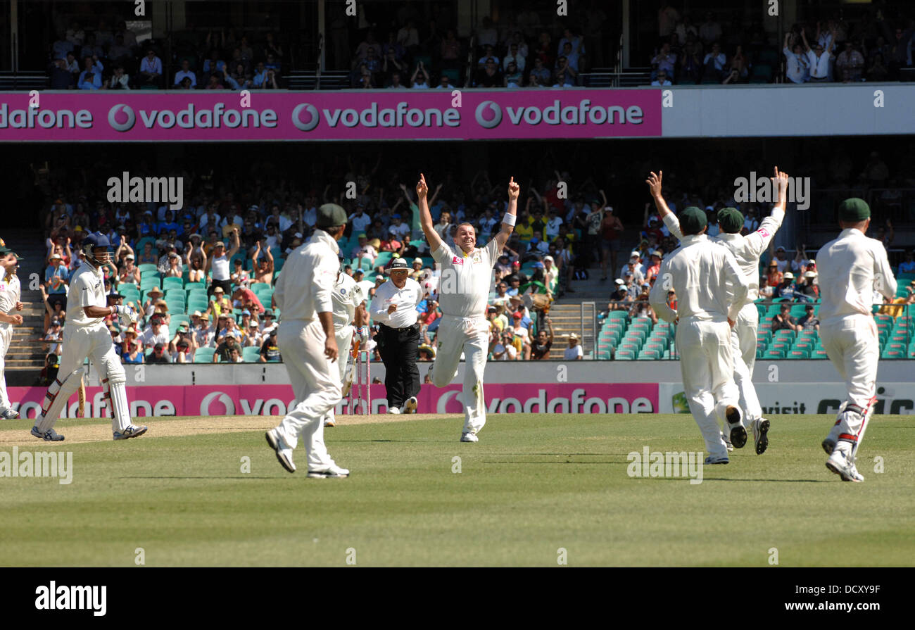 Australian cricketer Peter Siddle celebrates with his team during the ...