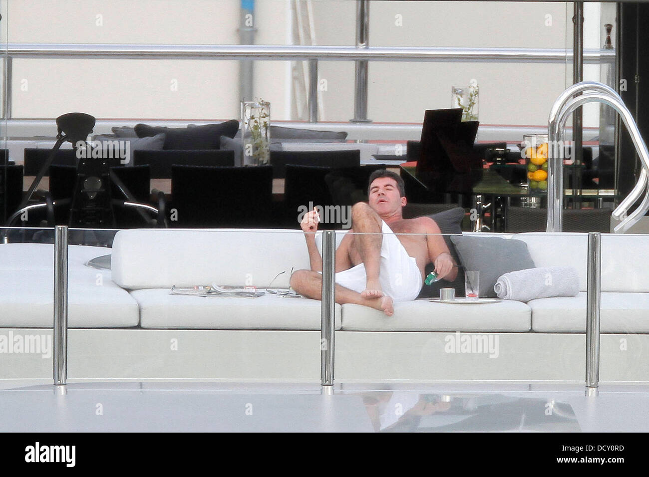 Simon Cowell relaxes onboard the luxury super yacht, MY Slipstream. St ...