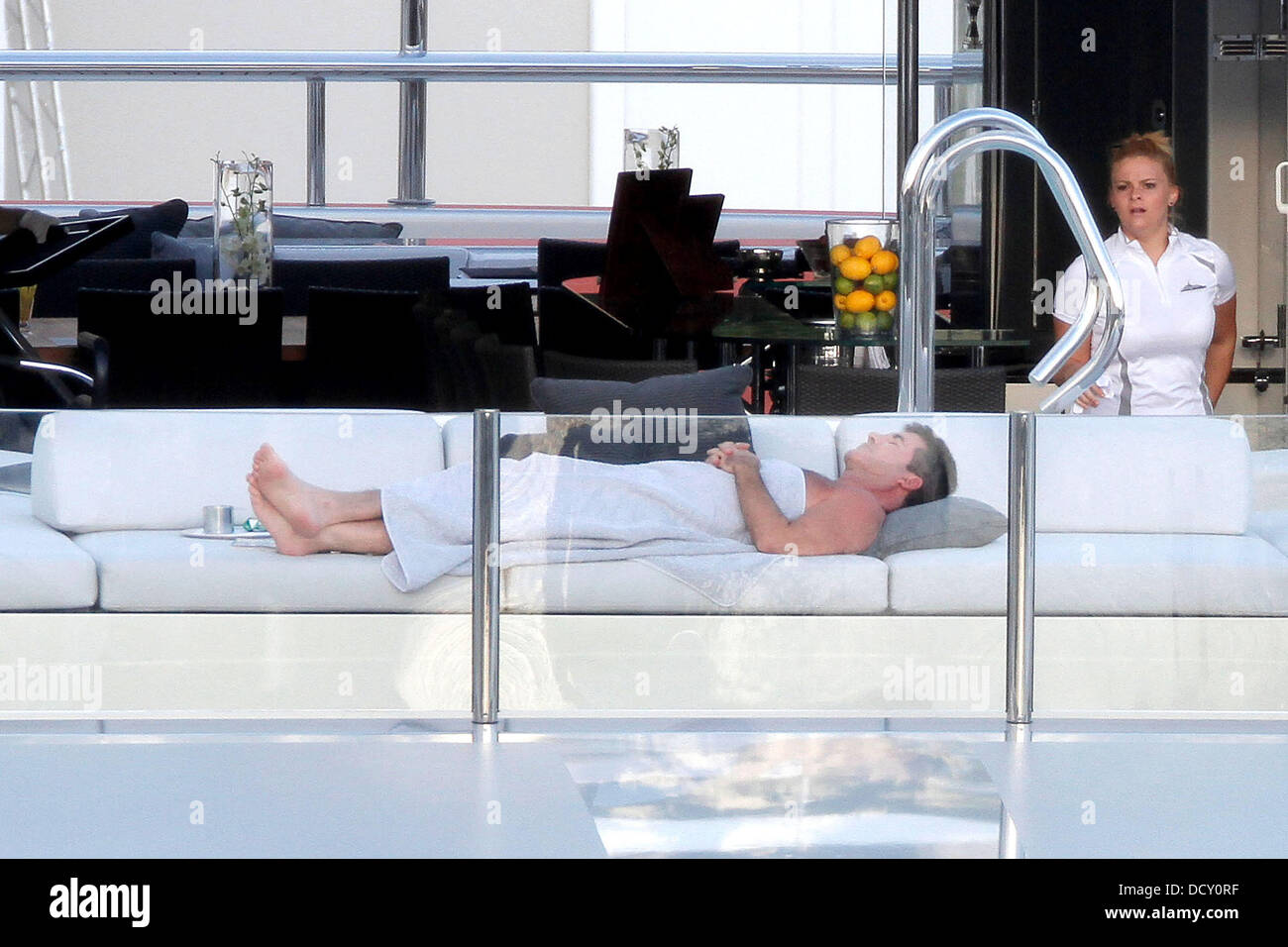 Simon Cowell relaxes onboard the luxury super yacht, MY Slipstream. St ...