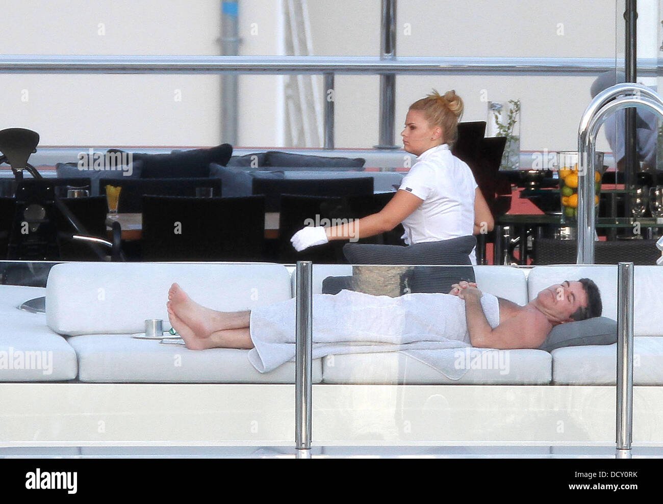 Simon Cowell relaxes onboard the luxury super yacht, MY Slipstream. St ...