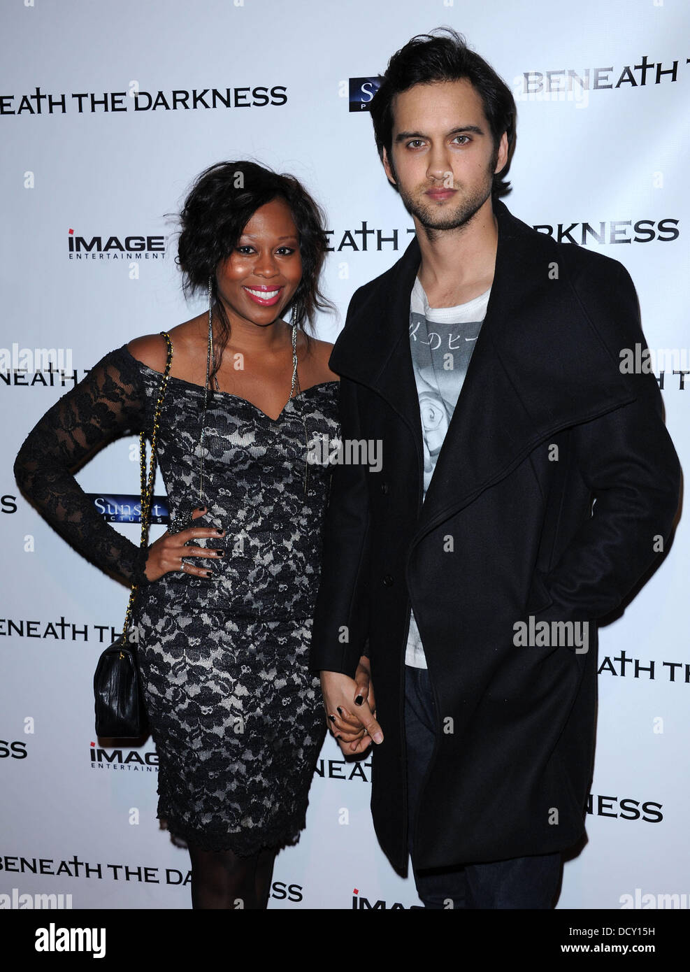 Michael Steger and wife Brandy Tucker The premiere of 'Beneath The Darkness' held at the ...