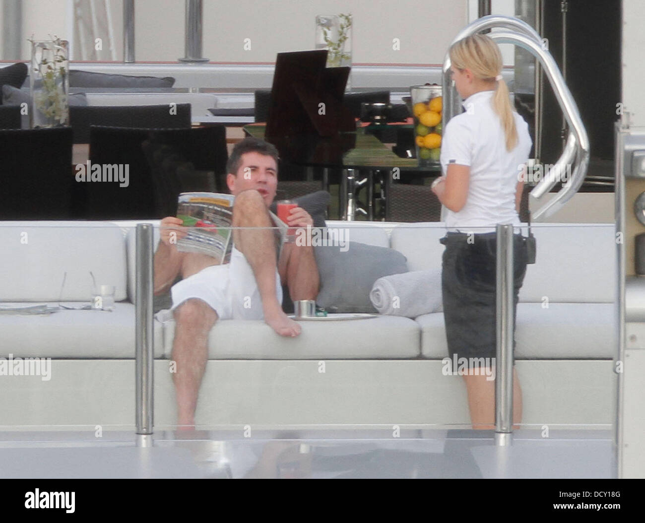 Simon Cowell relaxing aboard luxury super yacht, MY Slipstream St Barts ...
