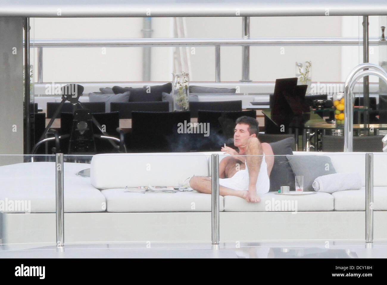 Simon Cowell relaxing aboard luxury super yacht, MY Slipstream St Barts ...