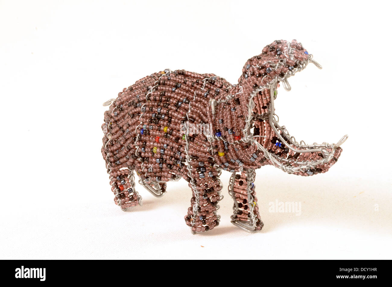 Model hippopotamus handmade by threading beads onto a wire frame Stock ...