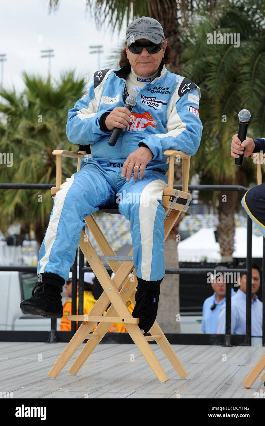 Brian Johnson of AC/DC appears during testing for Rolex Sports Car ...