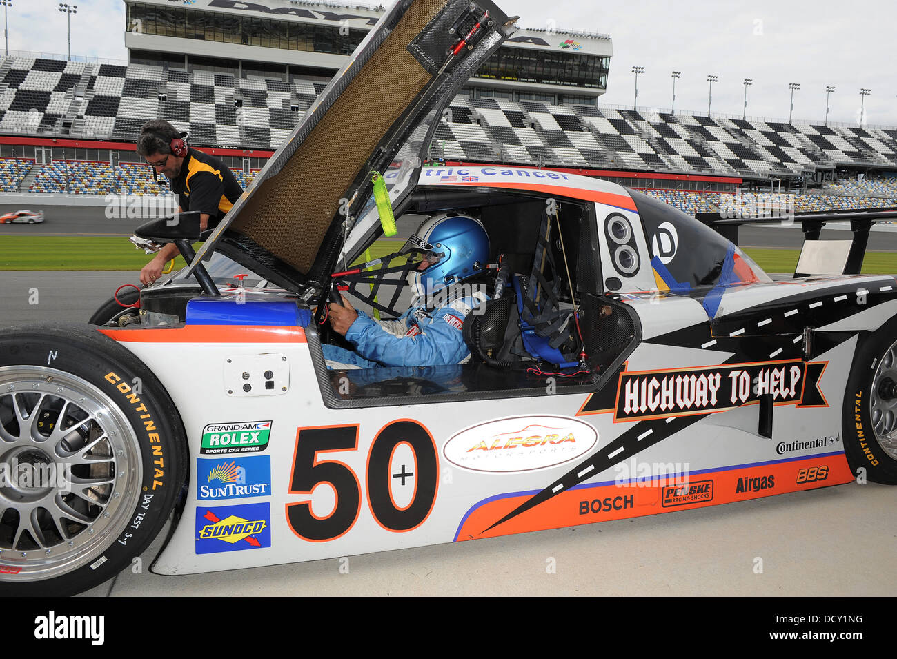 Brian Johnson of AC/DC appears during testing for Rolex Sports Car ...
