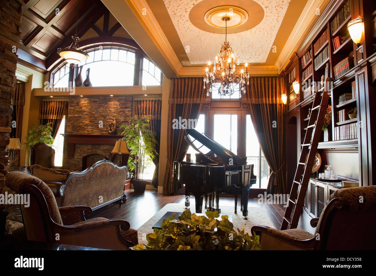 Luxurious Estate Home Study; St. Albert, Alberta, Canada Stock Photo ...