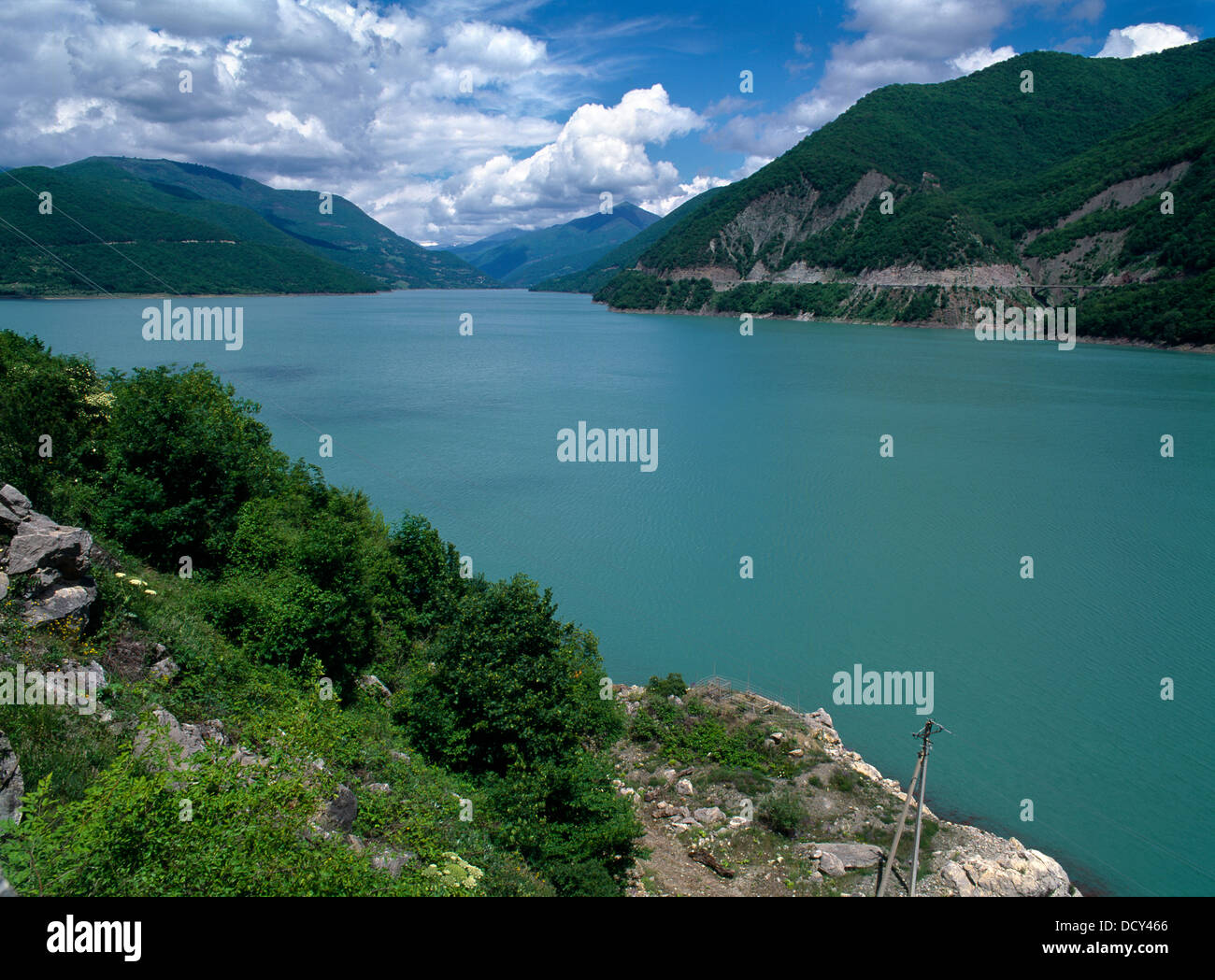 zhinvali reservoir georgian military highway Georgia Stock Photo - Alamy