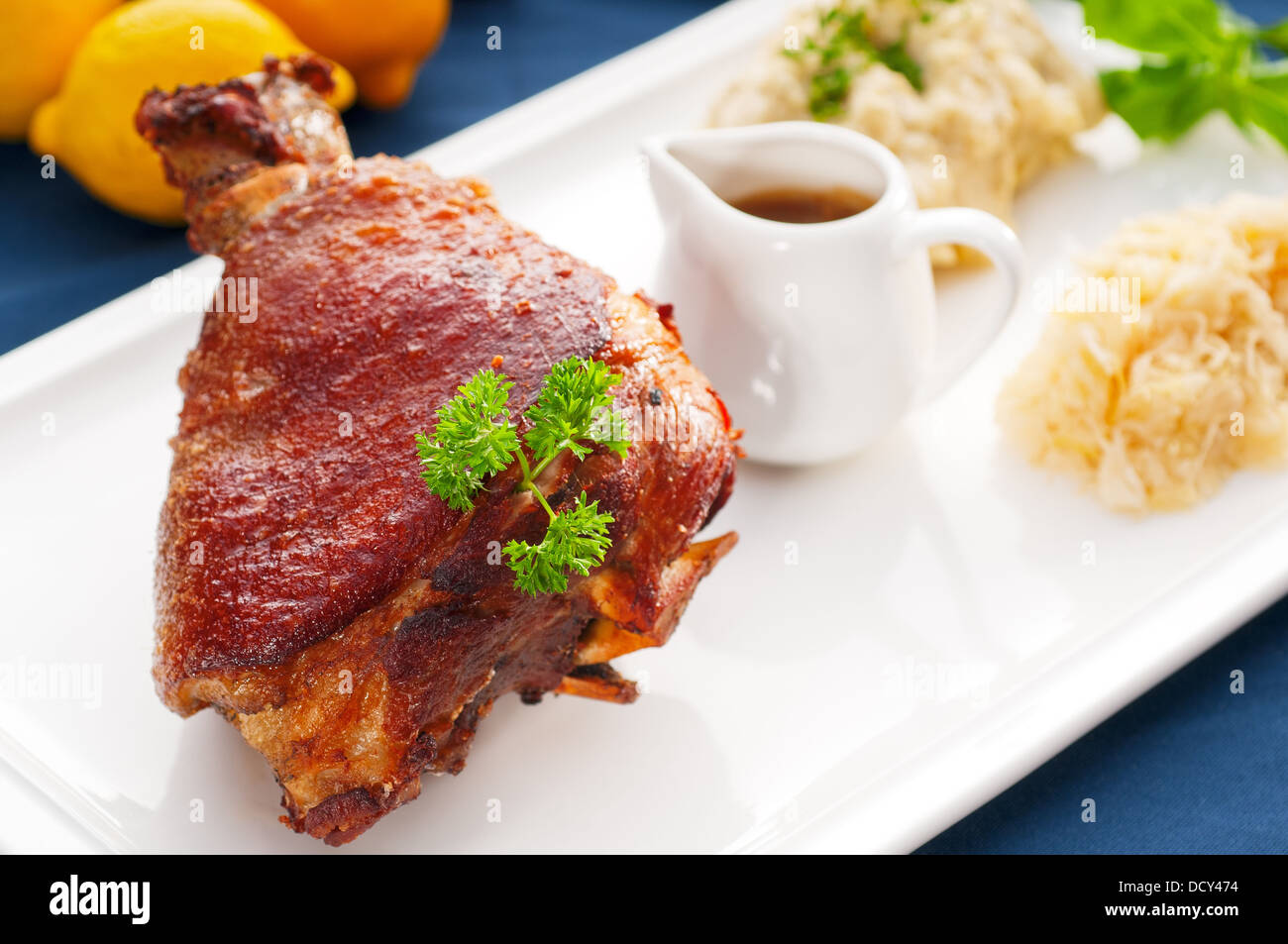 original German BBQ pork knuckle Stock Photo - Alamy