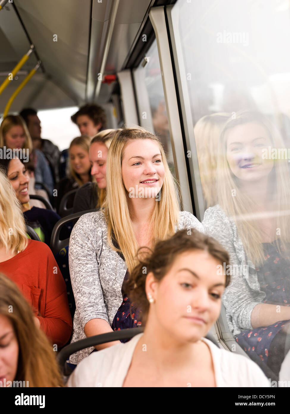 Woman on the bus Stock Photo - Alamy