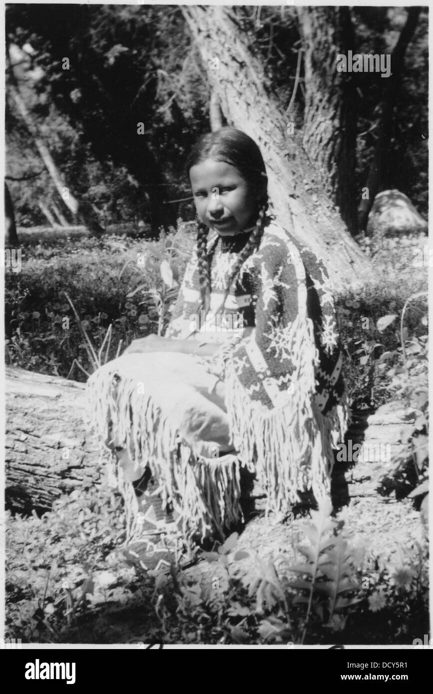 This image depicts an Indian girl dressed in traditional native attire ...
