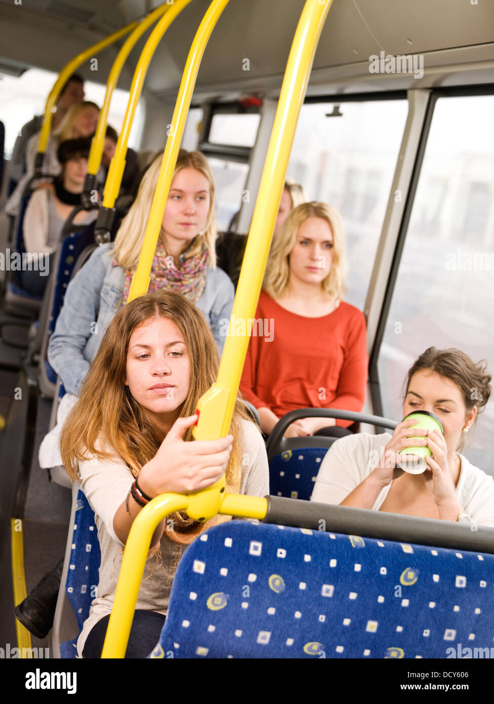 Woman on the bus Stock Photo - Alamy