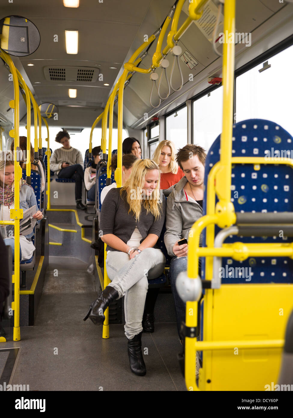 People in a bus Stock Photo - Alamy