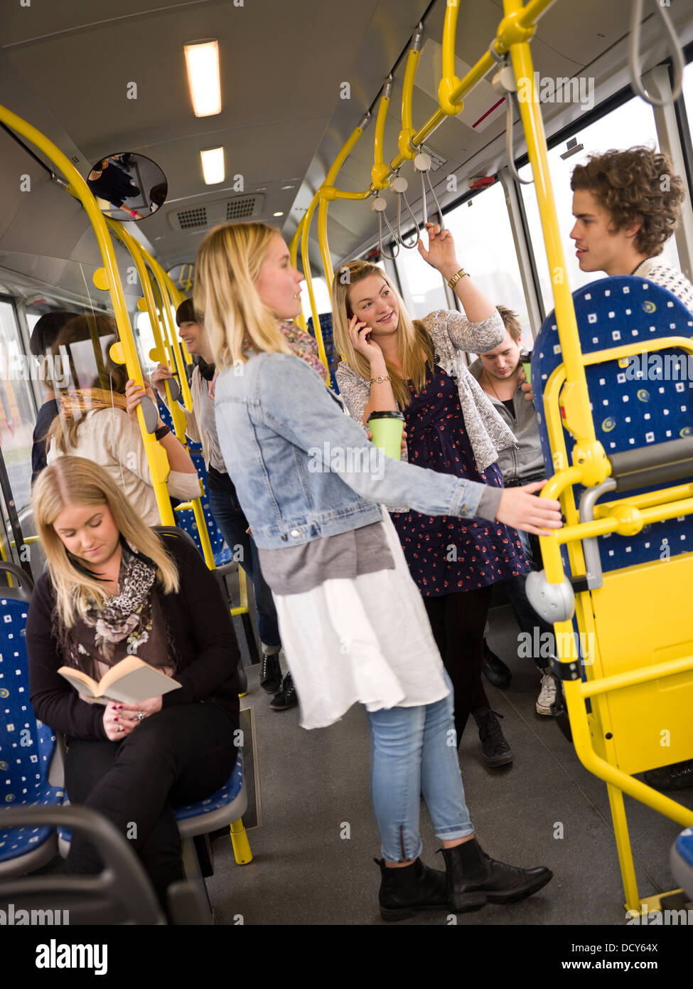 People in a bus Stock Photo - Alamy
