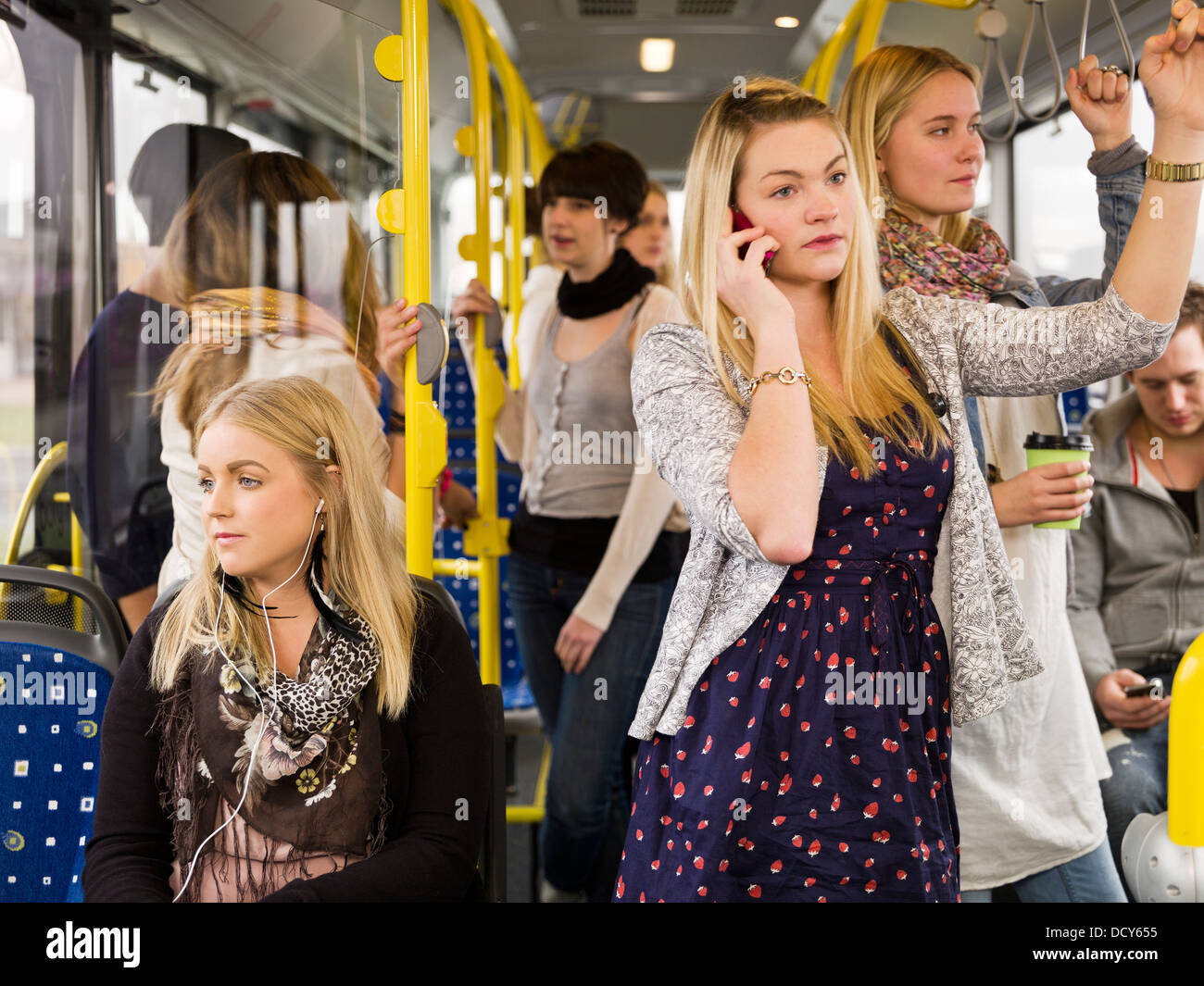People in a bus Stock Photo - Alamy