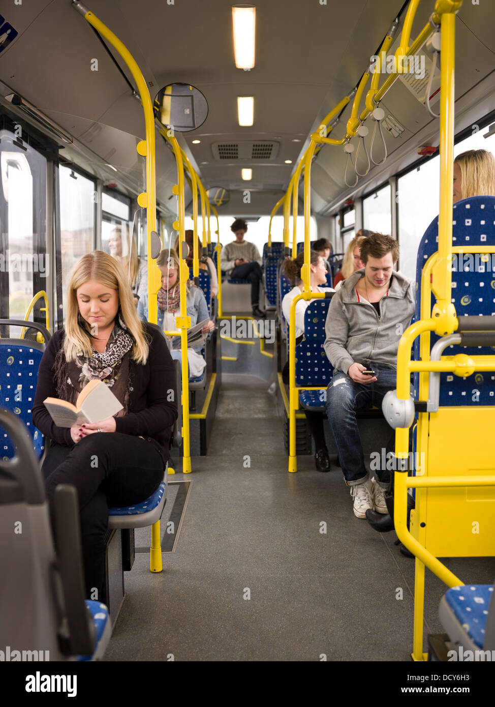 People in a bus Stock Photo - Alamy