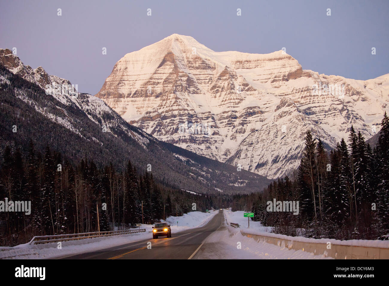 Highway Leading To Mount Robson; British Columbia, Canada Stock Photo ...