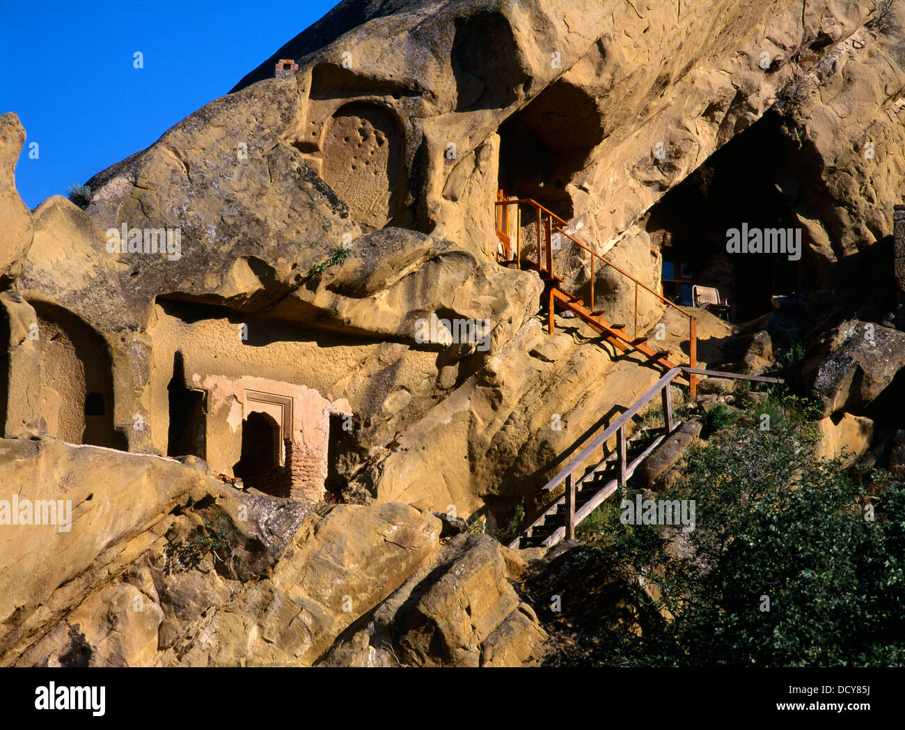 monks cells in rock face lavra monastery david-gareja monasteries ...