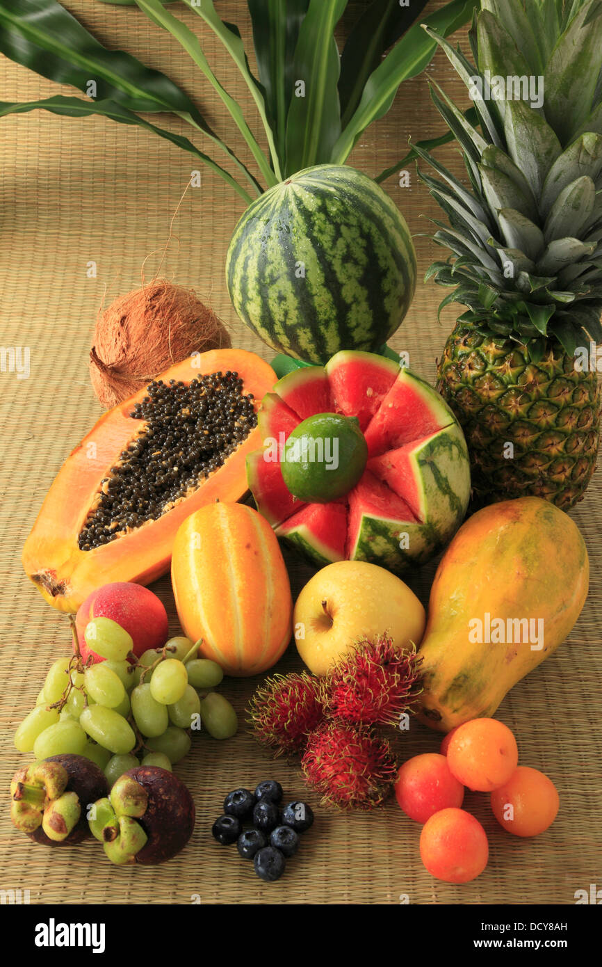 Variety of fruit display Stock Photo - Alamy