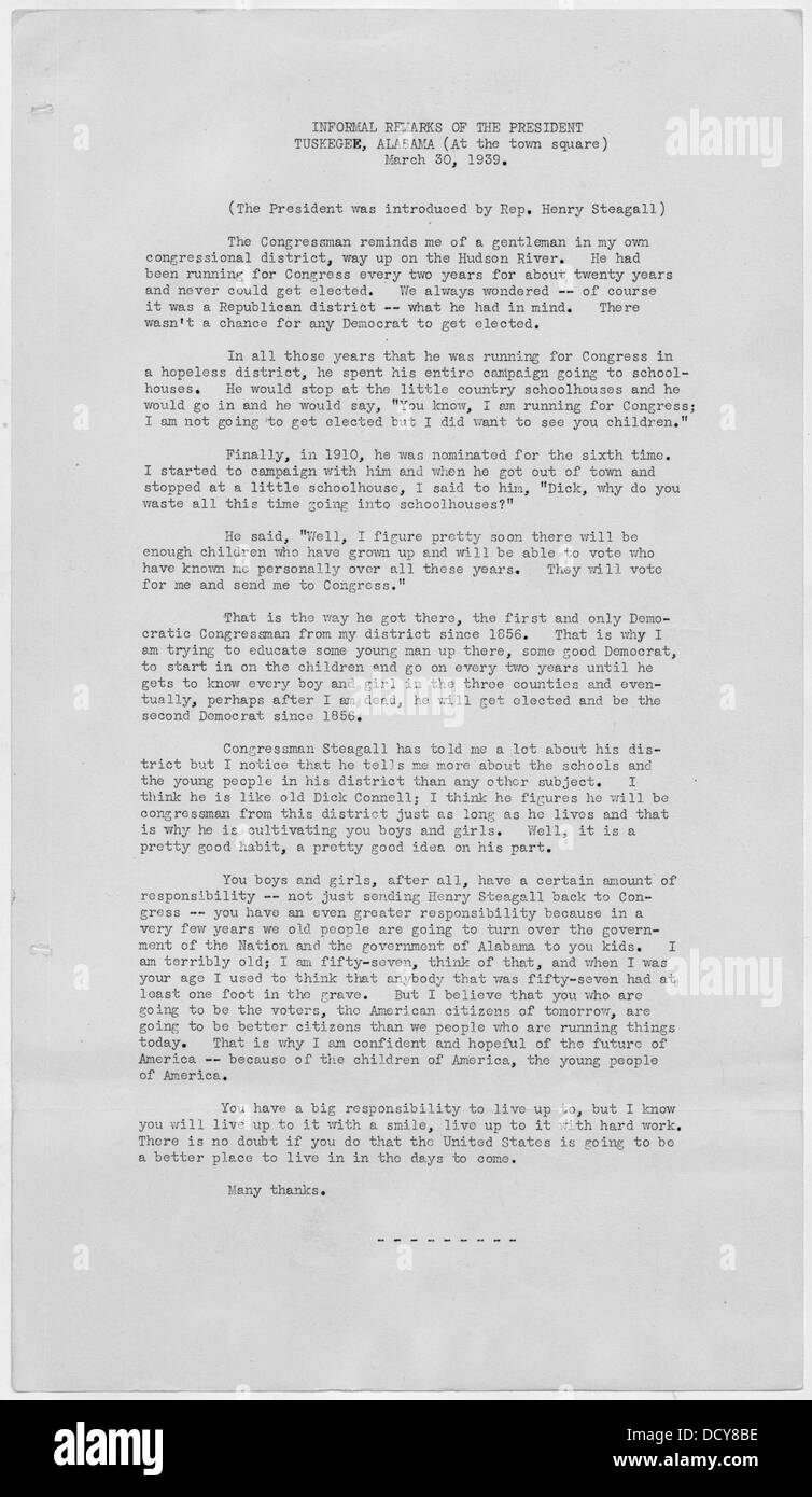 A recording of informal remarks made by the President during a visit to ...