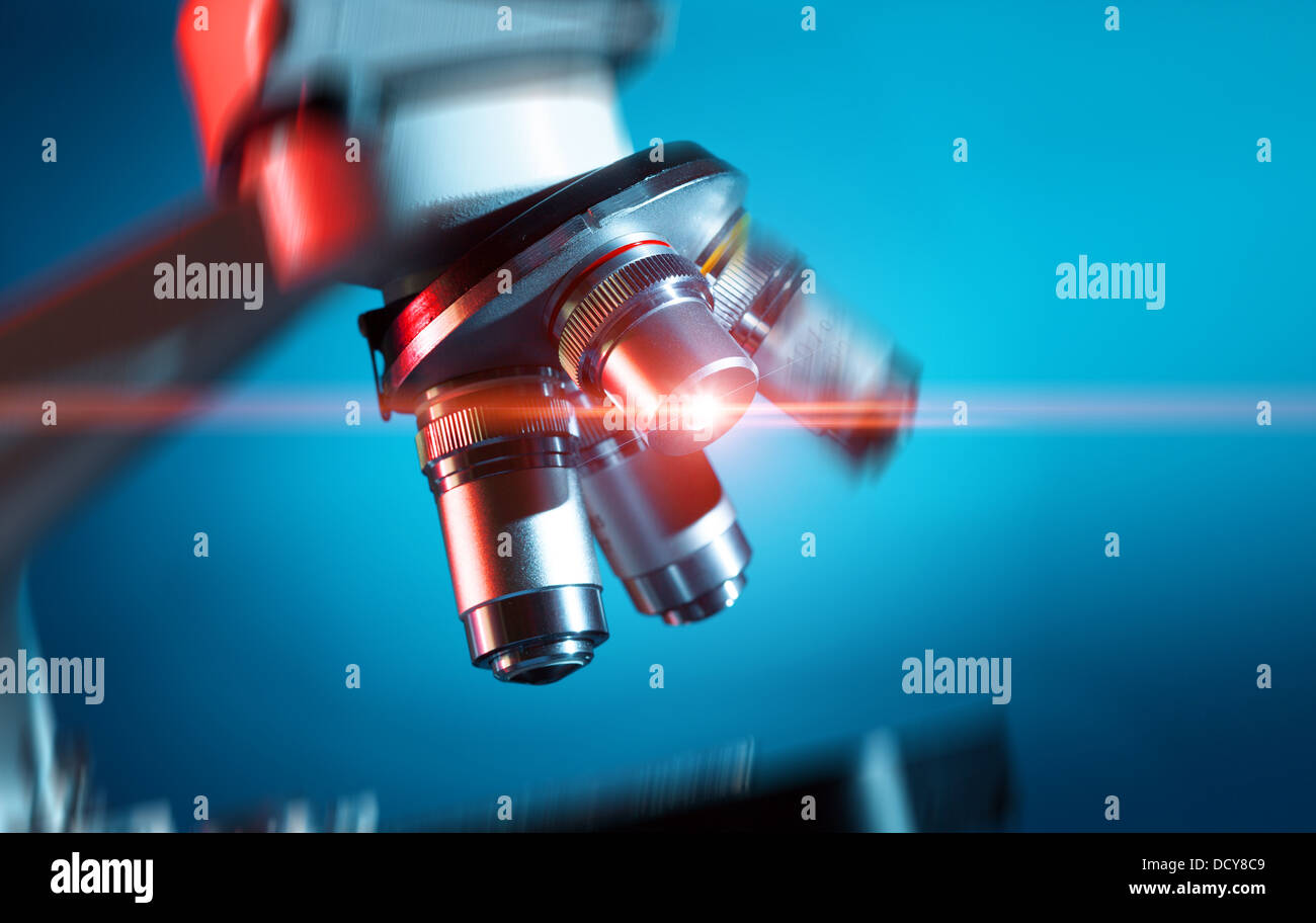 Microscope science background Stock Photo - Alamy