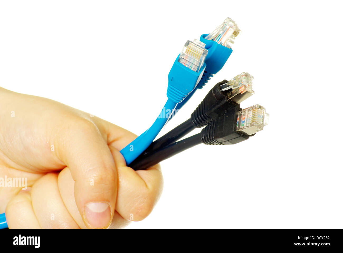 cables in hand Stock Photo - Alamy