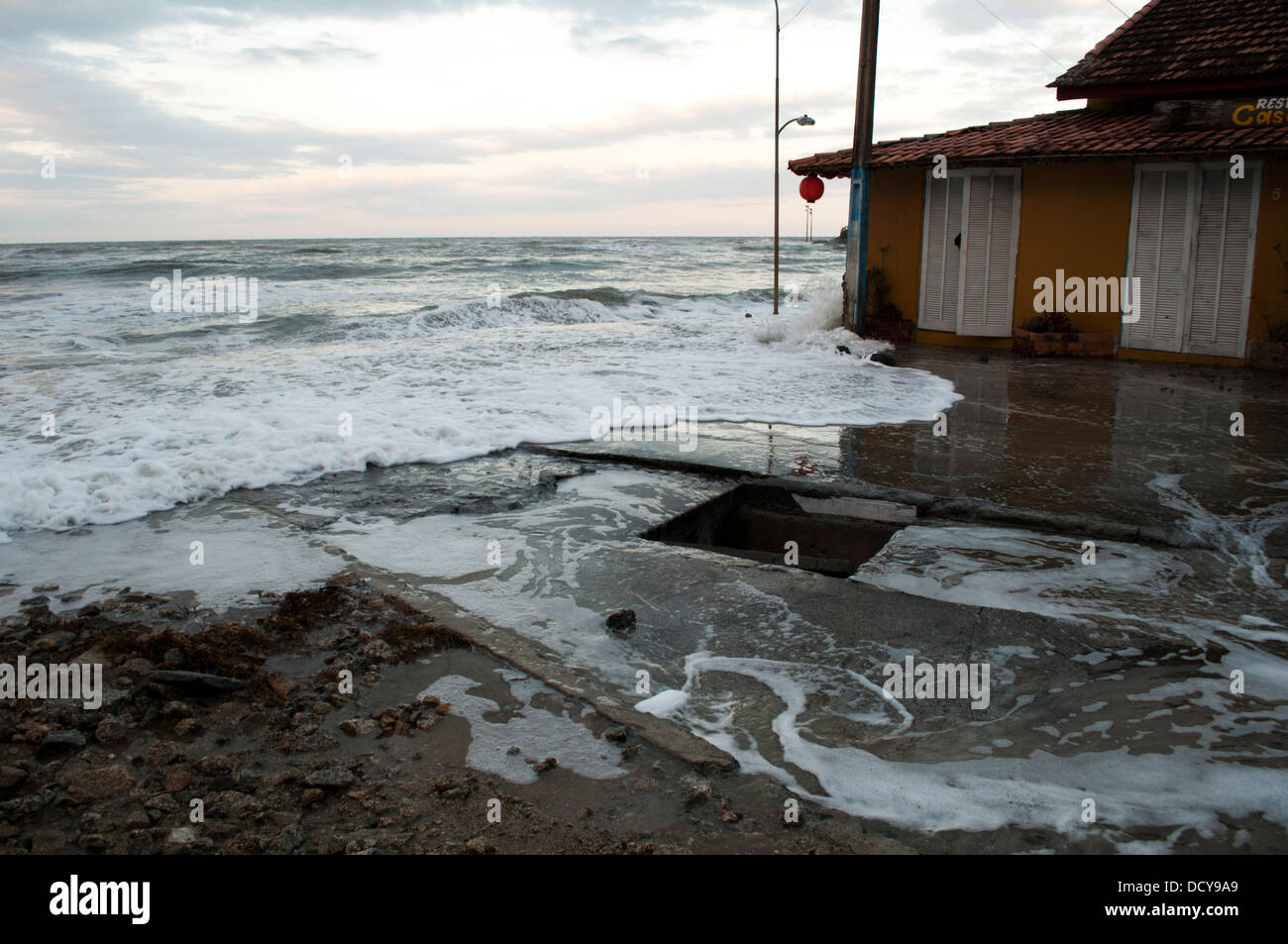 Sea level increasing during big swell at Matinhos city, shore of Sao ...