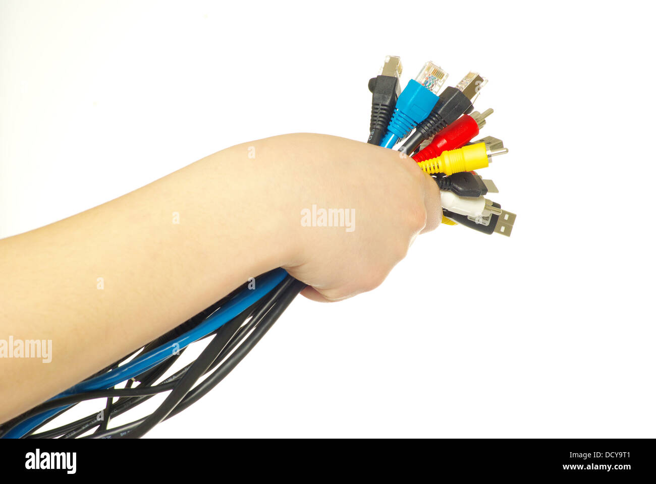 cables in hand Stock Photo - Alamy