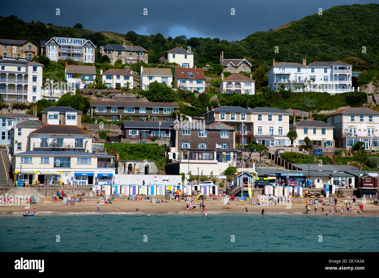 Beach, Town, View, from the sea, Ventnor, Isle of Wight, England, UK ...