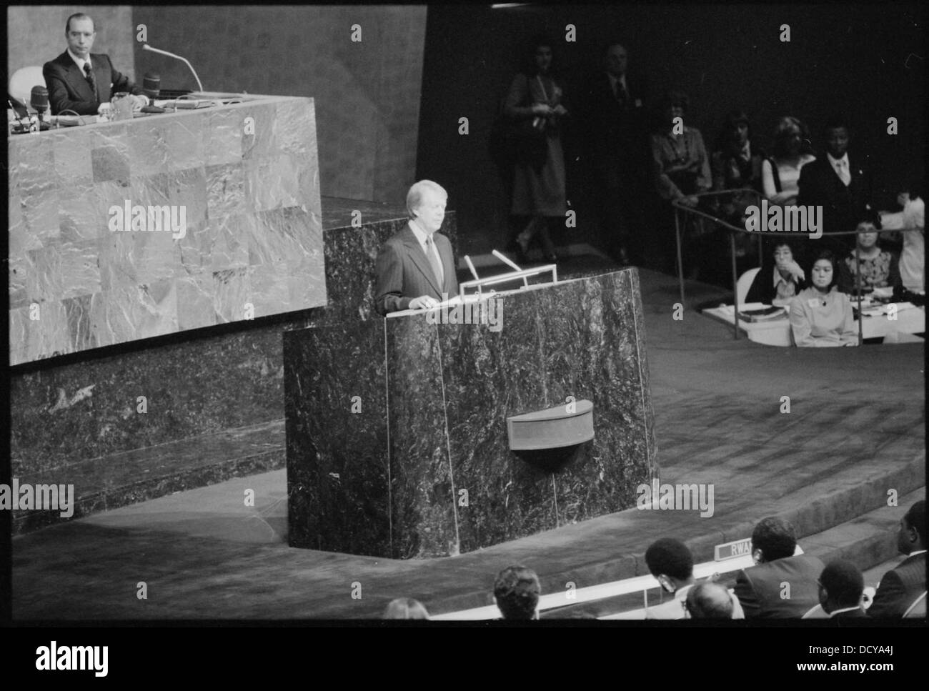 Former U.S. President Jimmy Carter is shown addressing the United ...