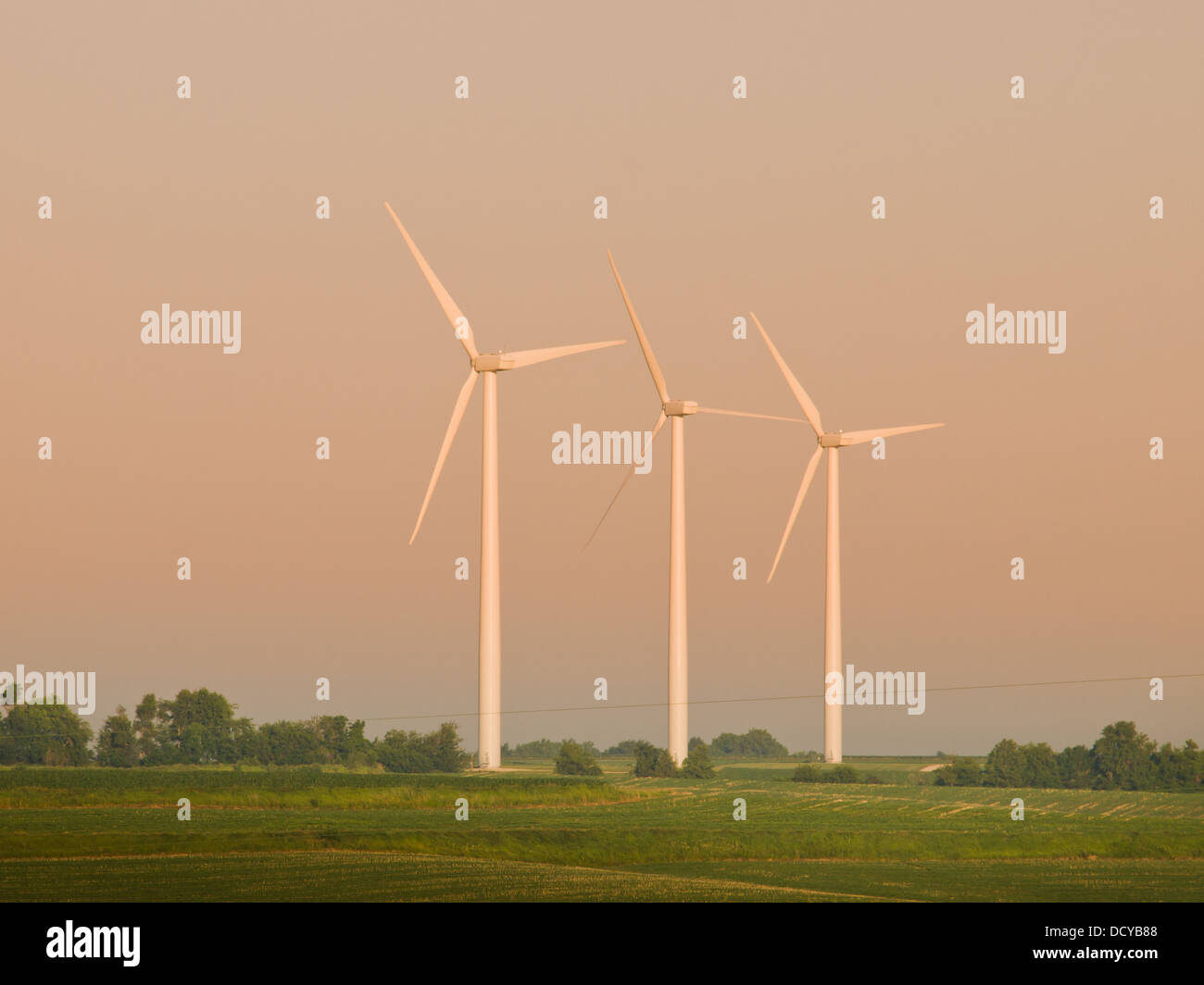 Wind turbines farm at sunrise in Iowa Stock Photo - Alamy