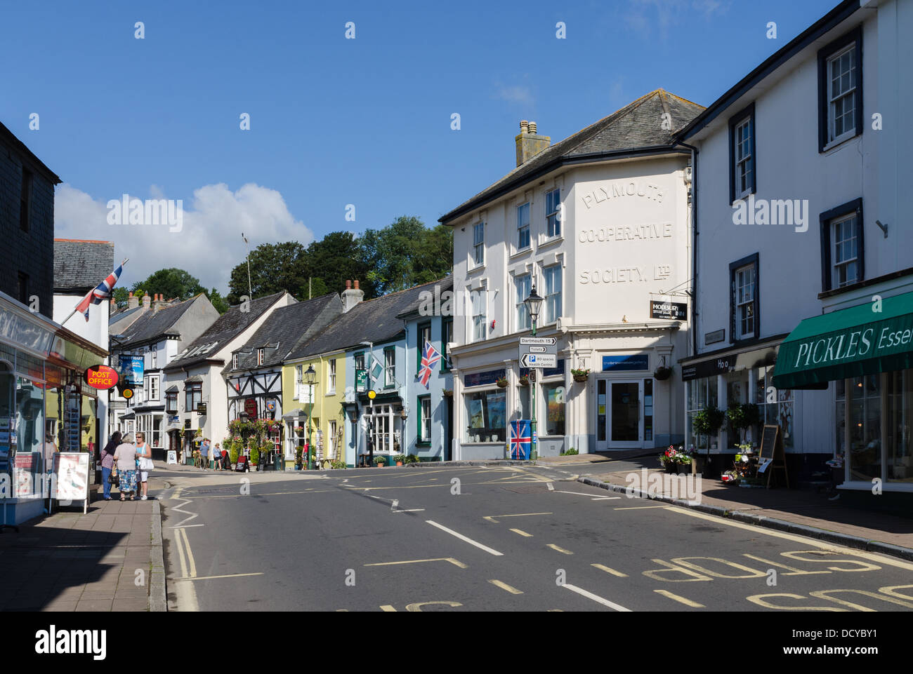 Shops and houses on Church Street, Modbury, Devon Stock Photo - Alamy