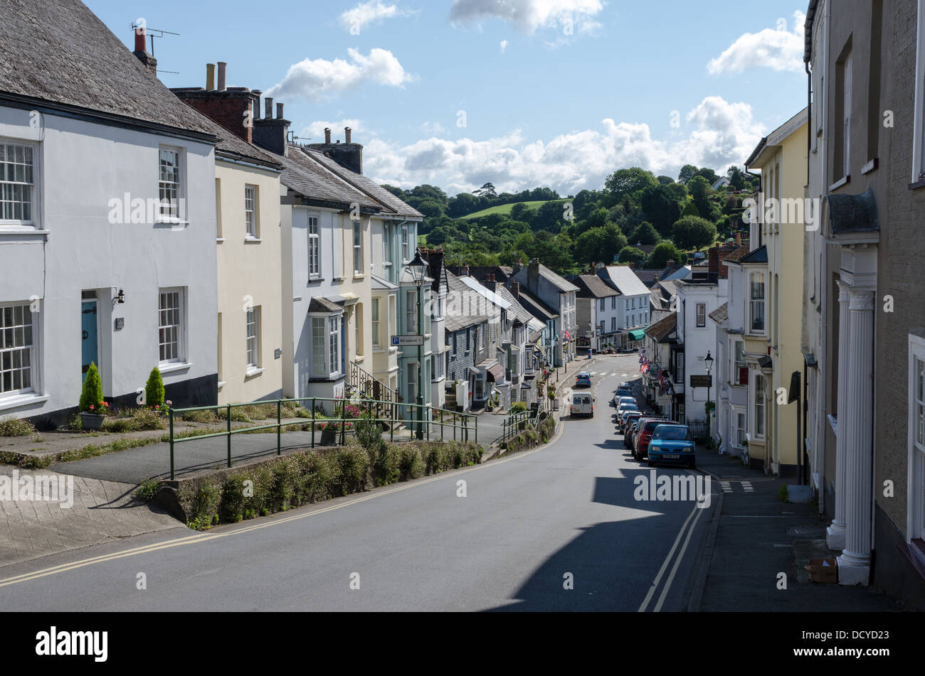 Shops and houses on Church Street, Modbury, Devon Stock Photo - Alamy