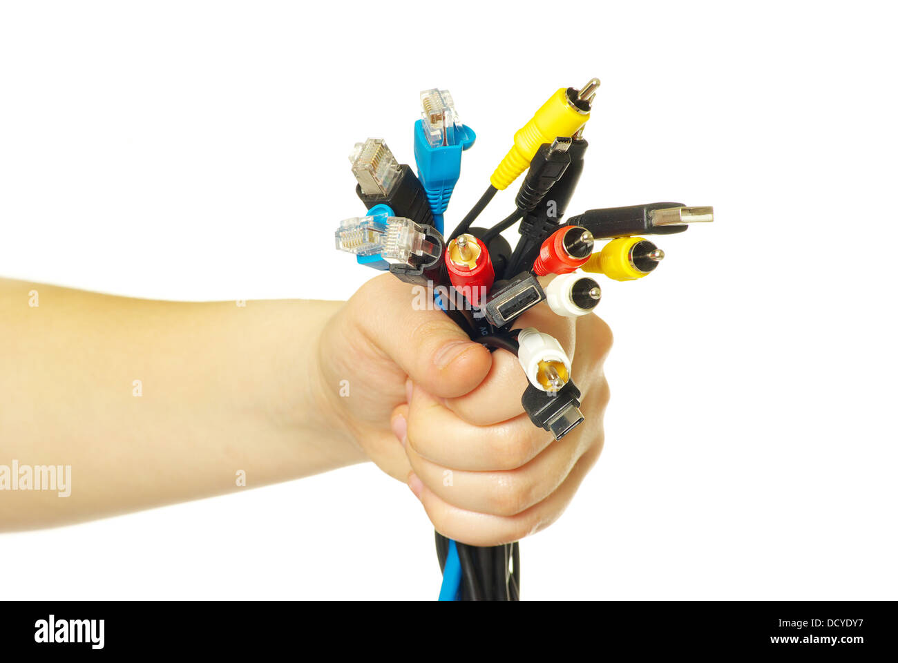 cables in hand Stock Photo - Alamy