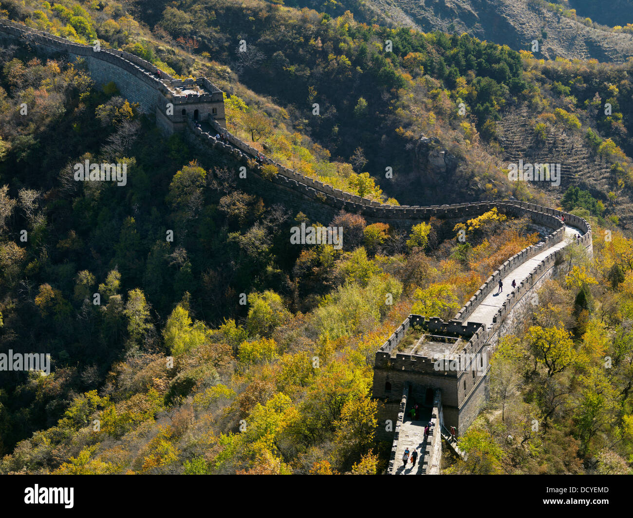 High Angle View Of Mutianyu Section Of The Great Wall Of China; Beijing ...