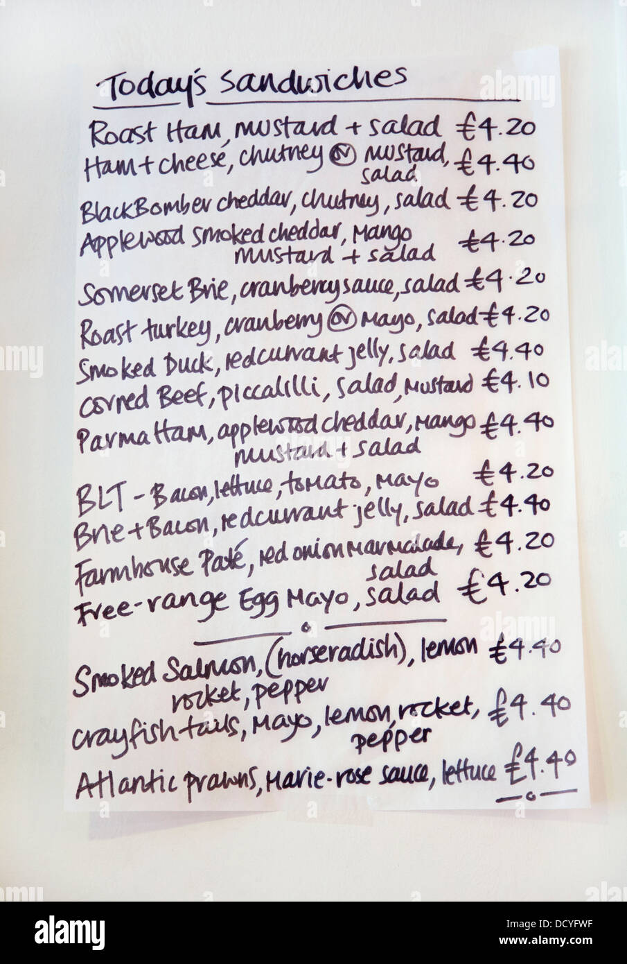 Handwritten Menu High Resolution Stock Photography and Images - Alamy