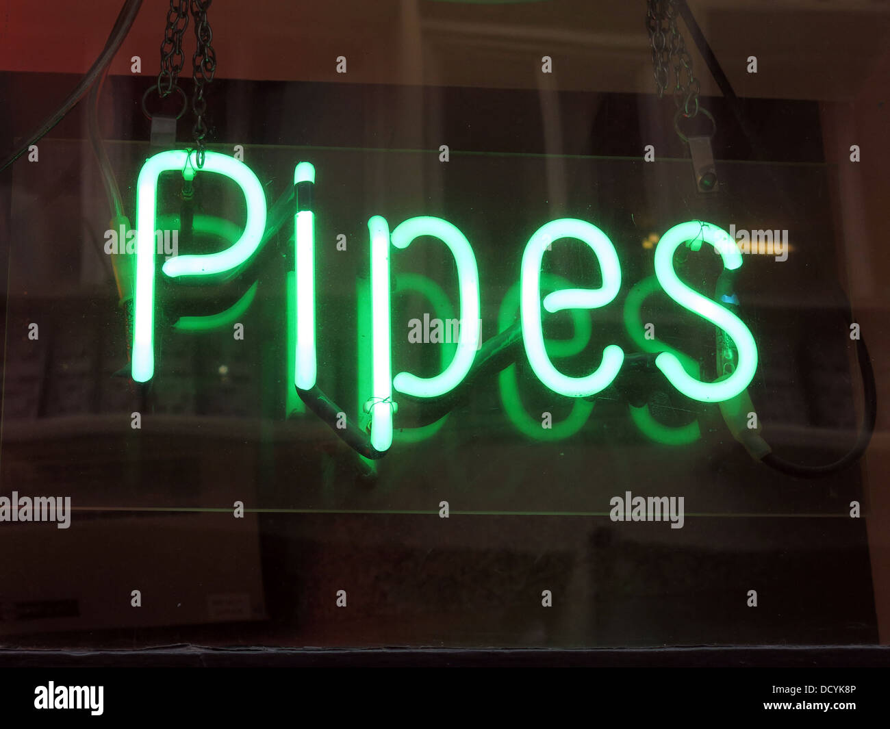 Pipes Neon sign, in tobacconist shop window Stock Photo - Alamy