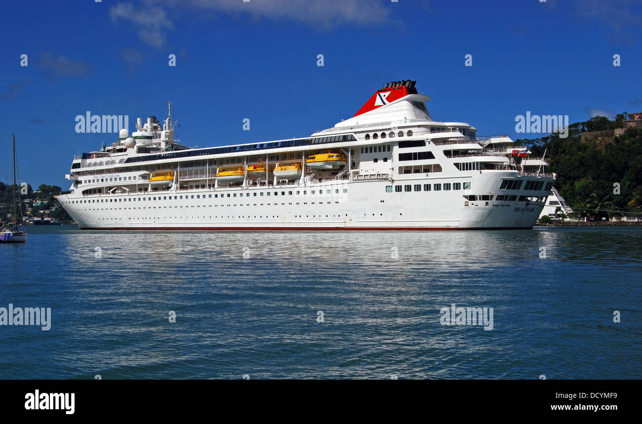 Cruise Liner Braemar (Fred Olsen), Castries, St. Lucia, Caribbean Stock ...