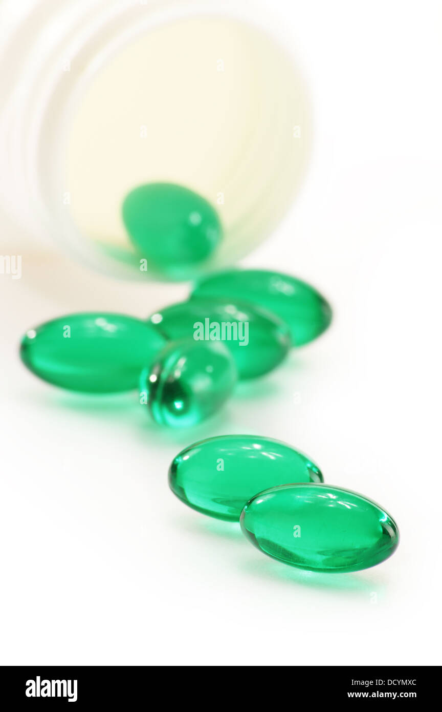 Composition with dietary supplement capsules and drug pills Stock Photo ...