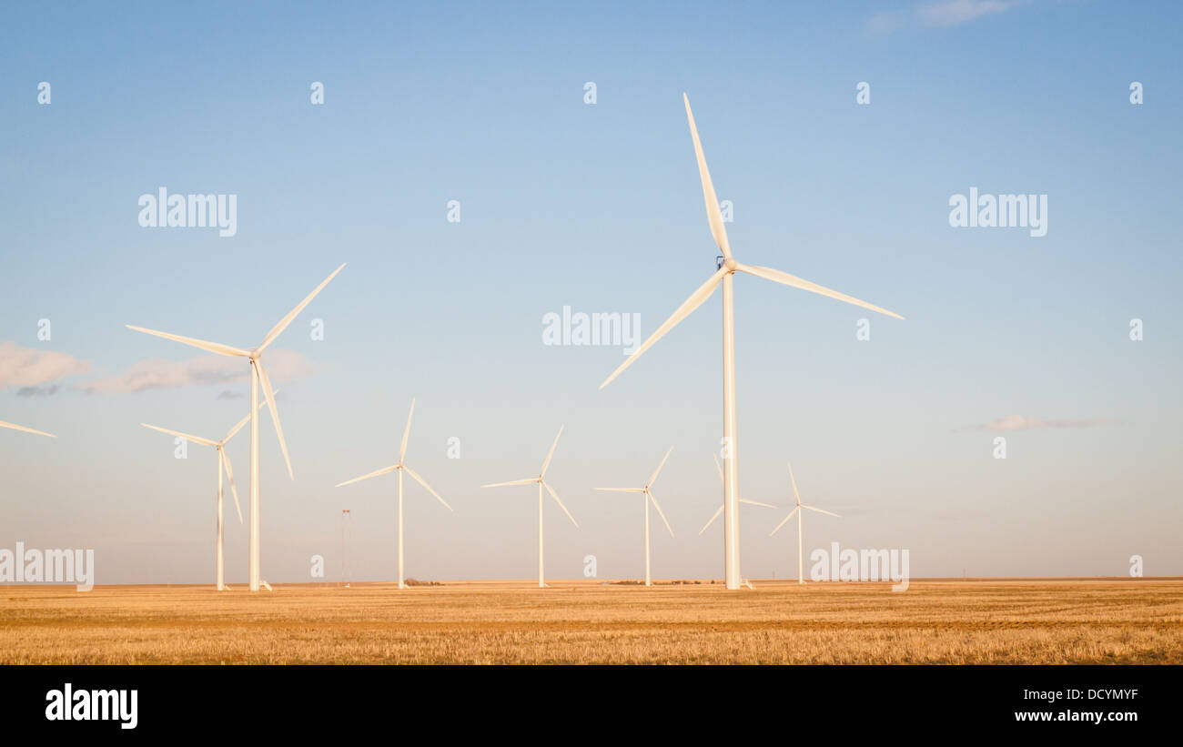 Wind turbines farm at sunset in Limon, Colorado Stock Photo - Alamy