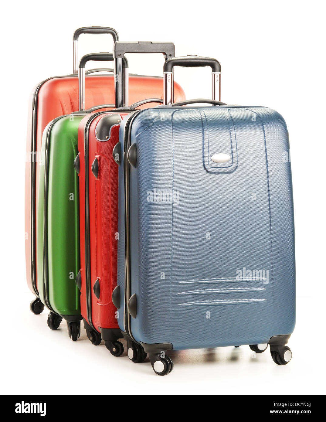 Luggage consisting of suitcases isolated on white Stock Photo - Alamy