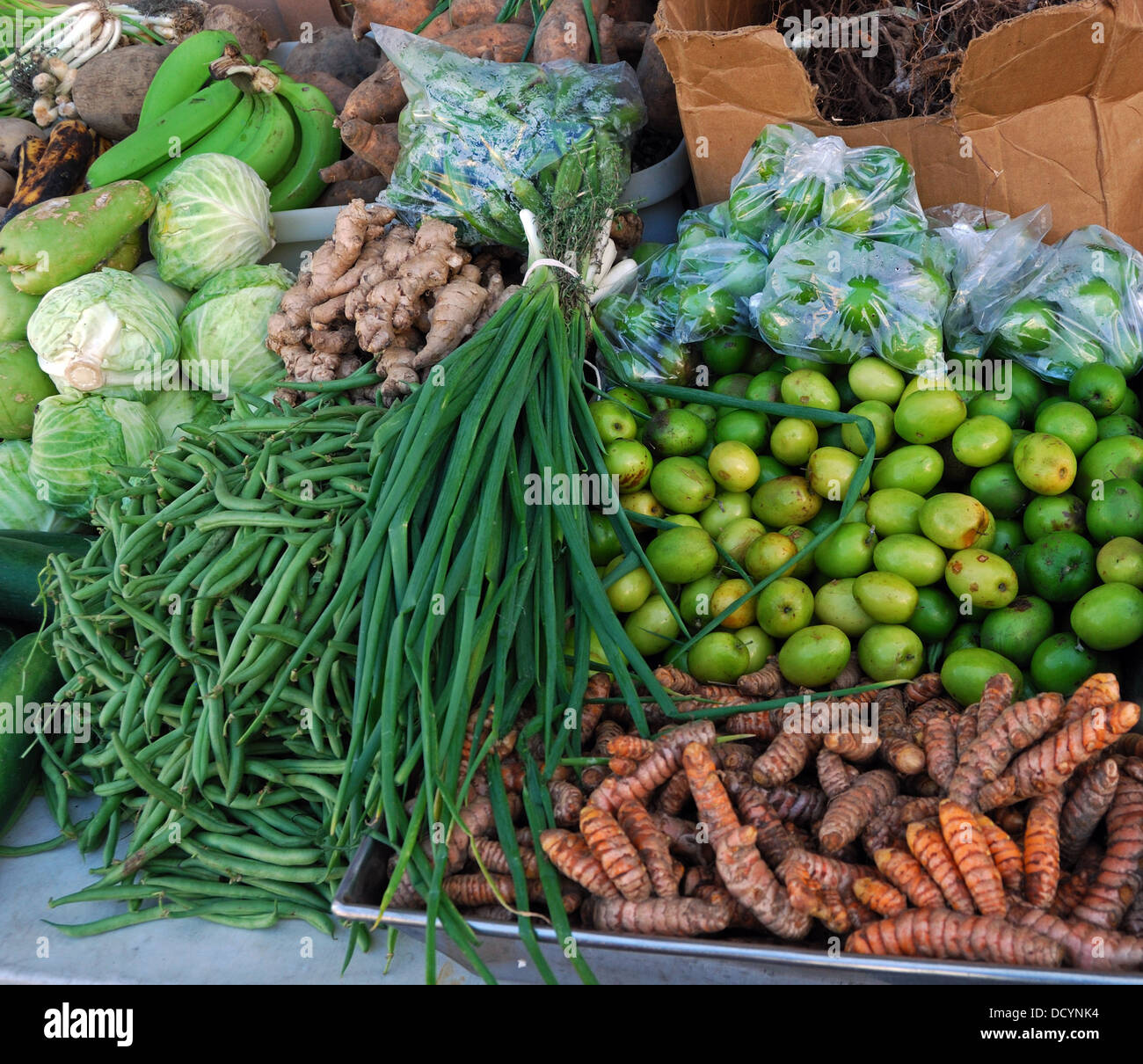 Local fruit and veg for sale on a stall, Basseterre, St. Kitts and ...