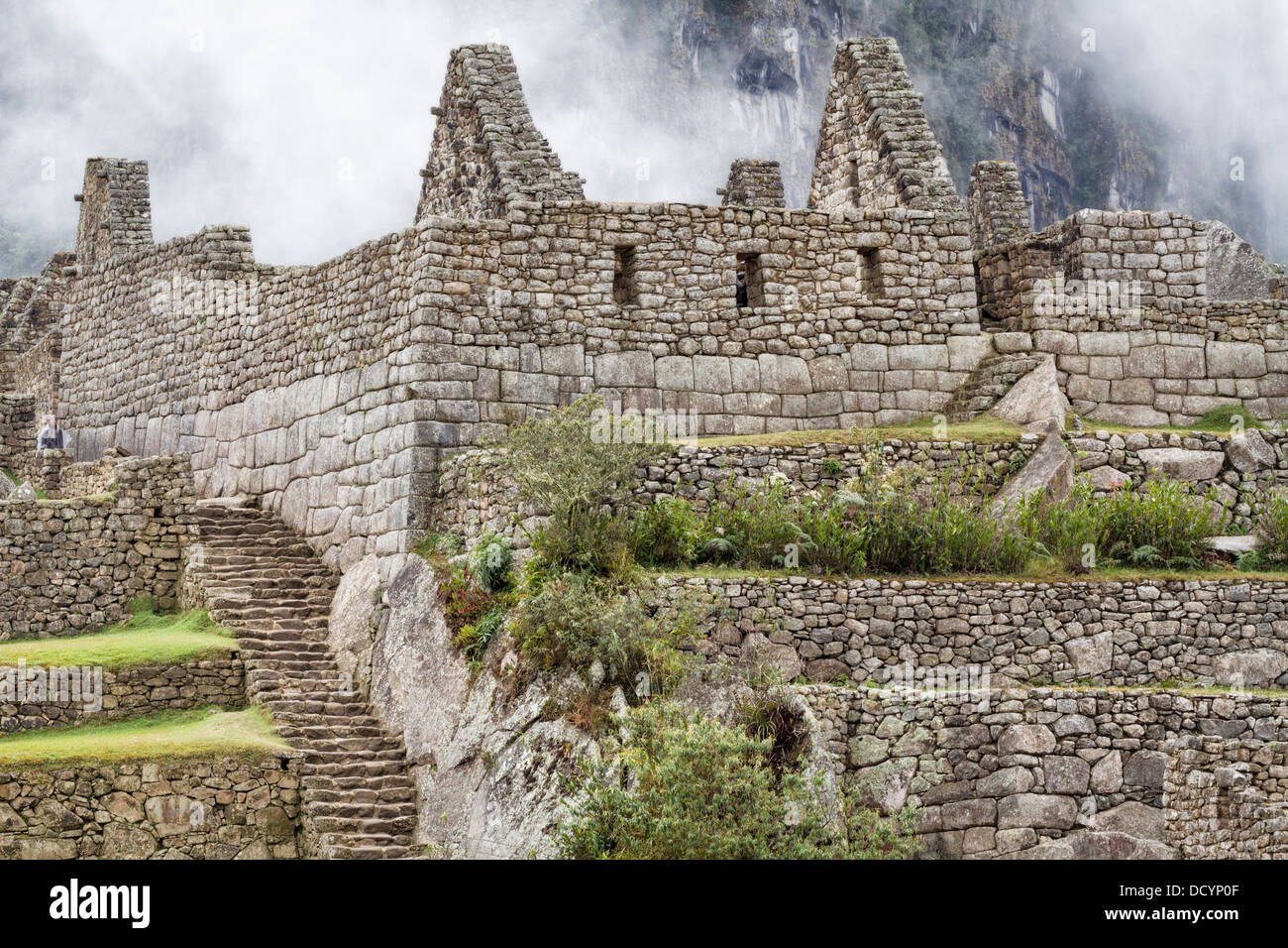 Machu Picchu Inca ruins : detail of agricultural sector terraces and ...